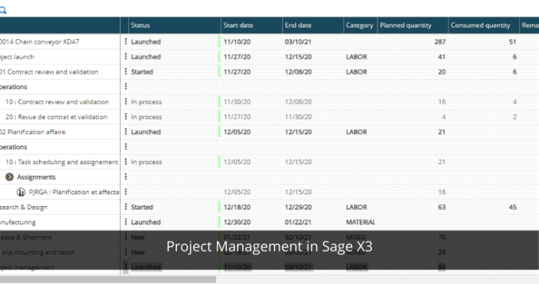 Project Management in Sage X3 - 2025