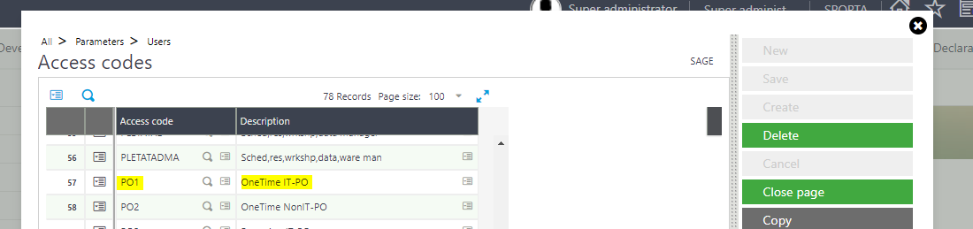 Access Code and Its Restriction at Transaction Level