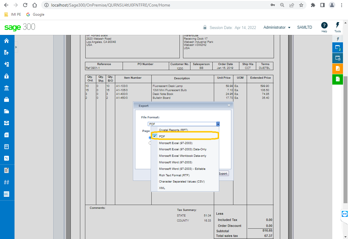 Provision for rename and Save Report Files from Sage 300cloud