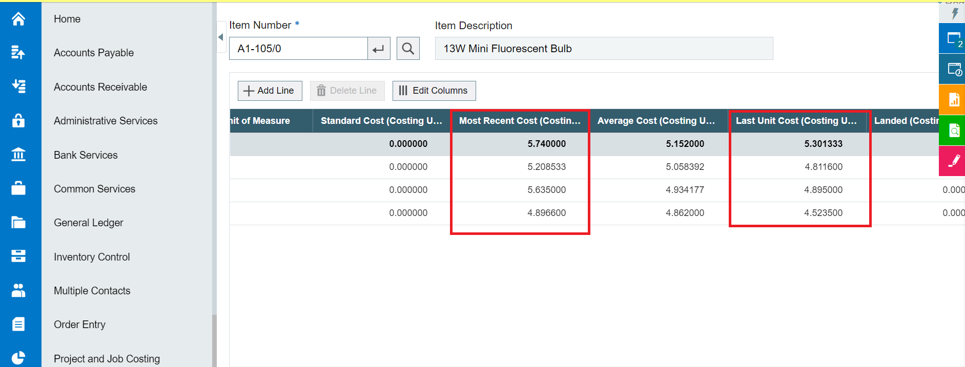 Difference between Most recent cost and Last unit cost