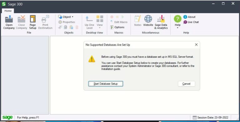 No Supported Databases are Set error while Logging into Sage 300