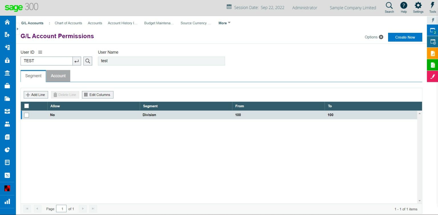 GL Security in Sage 300 Web Screen - Sage Software