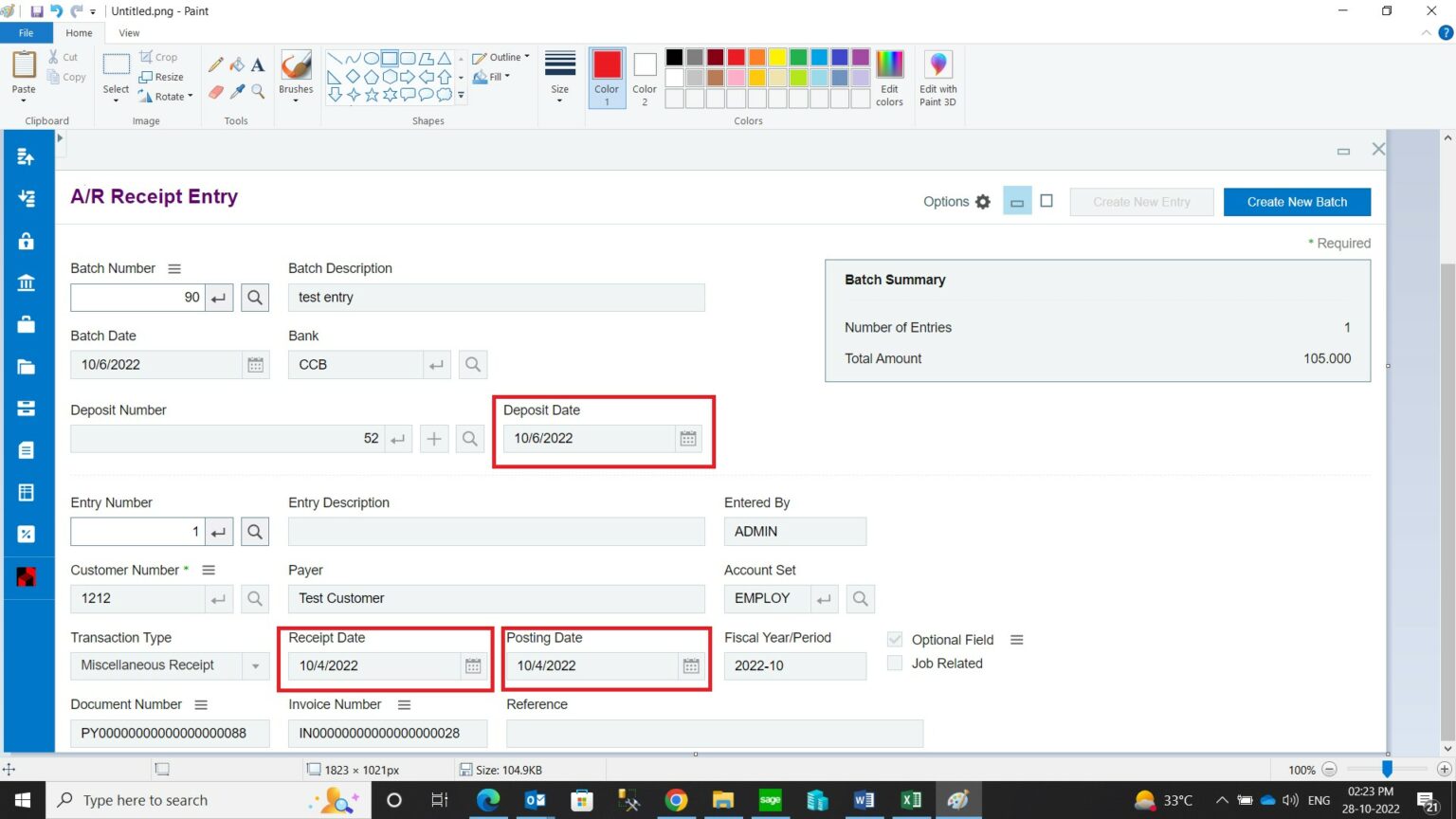 Deposit Date effect in Bank Reconciliation using Sage 300