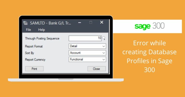 Error while creating Database Profiles in Sage 300 - Sage Software