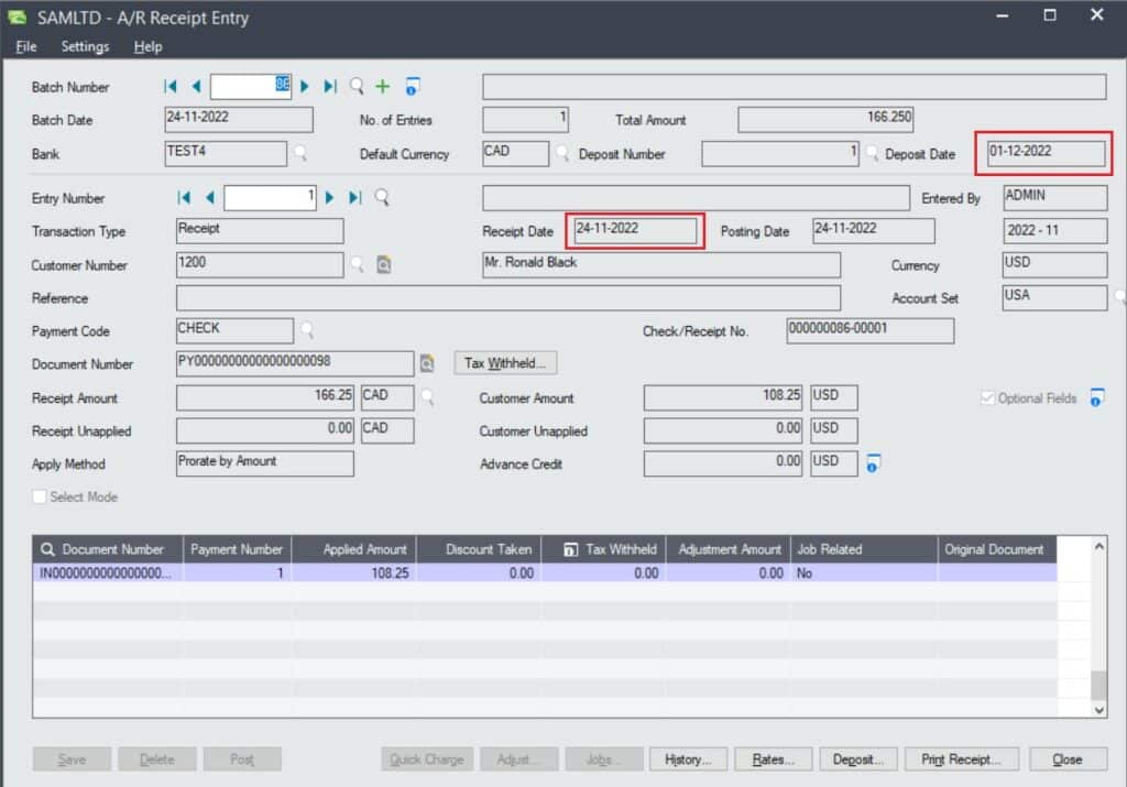 Deposits Outstanding but no Entries in Reconciliation - Sage Software