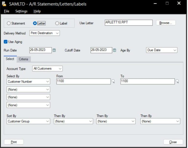 Accounts Receivable Letters In Sage 300 Sage Software