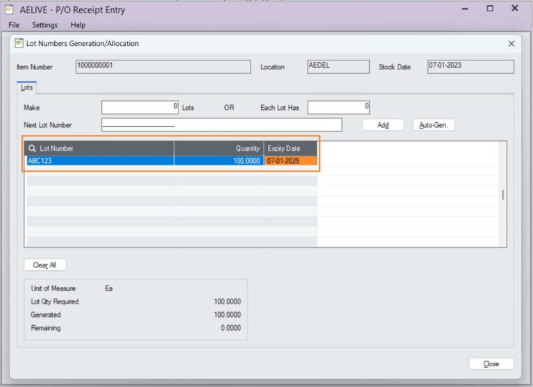 Create and Allocate LOT Numbers in Sage 300 - Sage Software