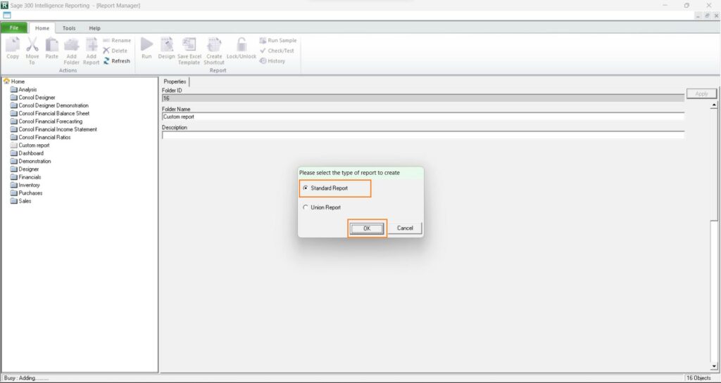 How to configure SQL query to create BI Report - Sage 300