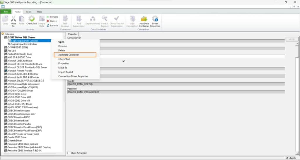 How To Configure Sql Query To Create Bi Report Sage 300