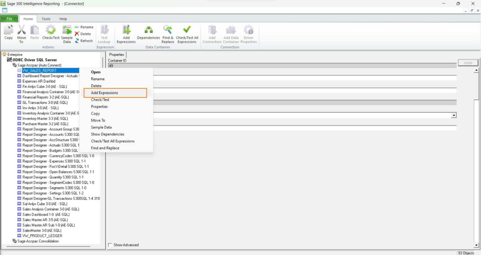 How to configure SQL query to create BI Report - Sage 300