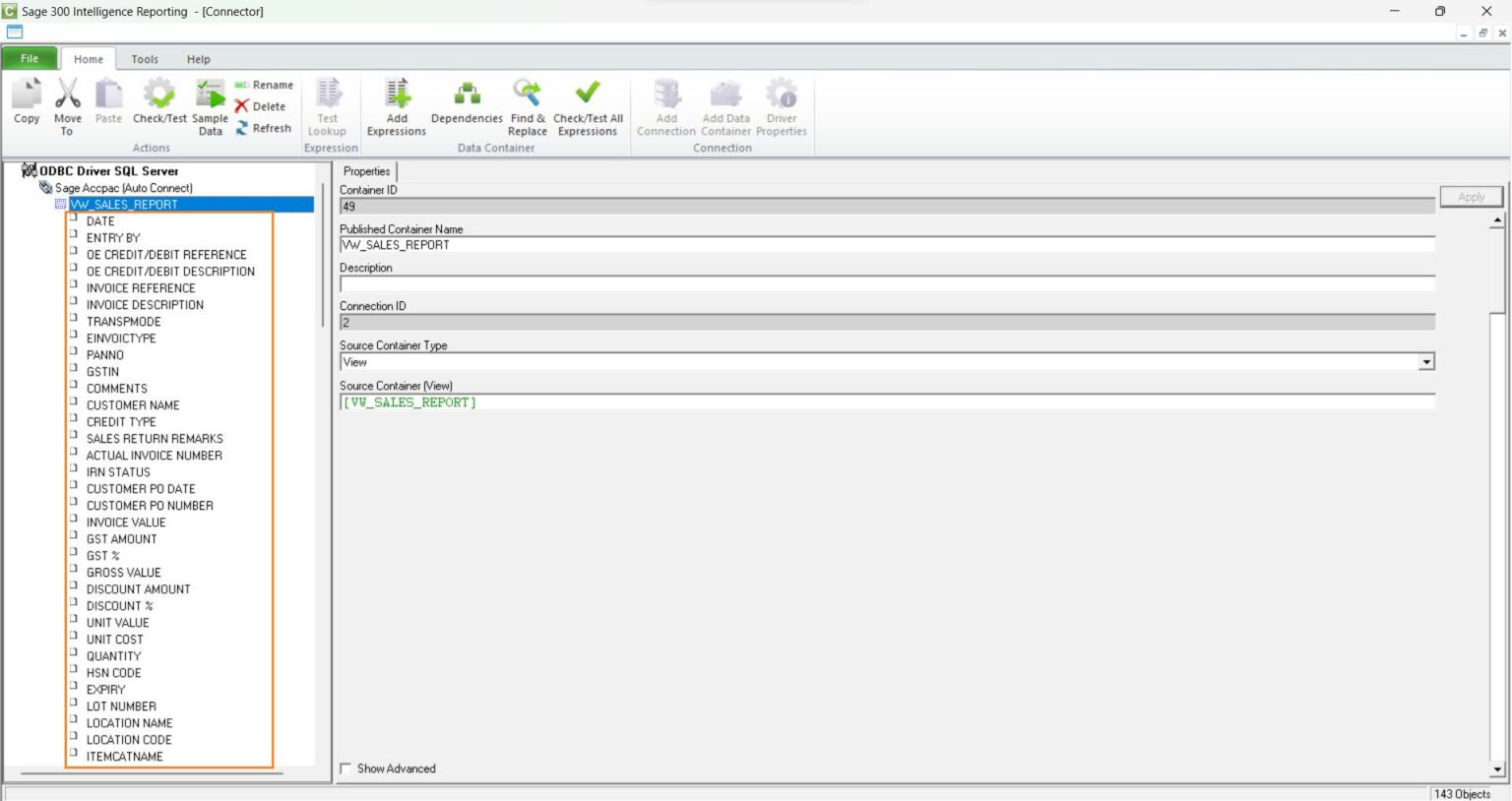 How to configure SQL query to create BI Report - Sage 300