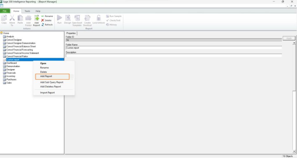 How to configure SQL query to create BI Report - Sage 300