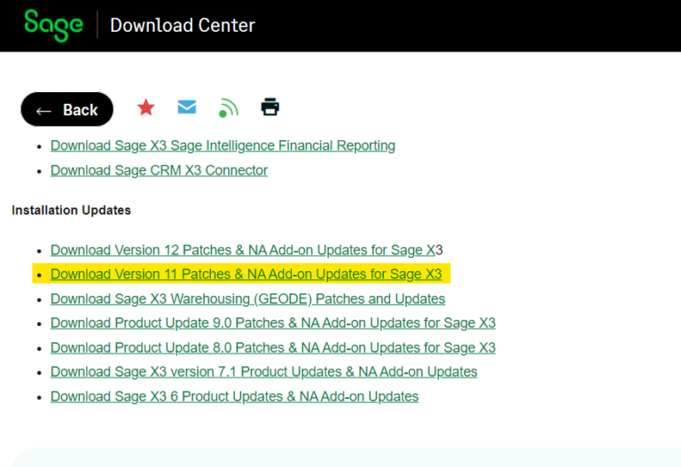 Patch Upgradation Activity for Sage X3 Version 11