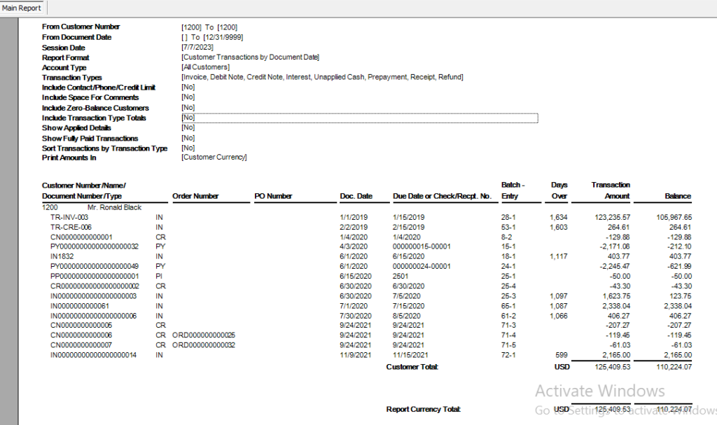 Difference between Customer Transaction vs AR Trial Balance Report
