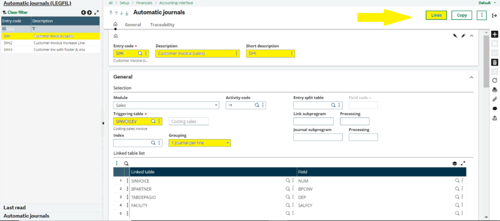 Configuration of Invoicing Elements for Sales in Sage X3
