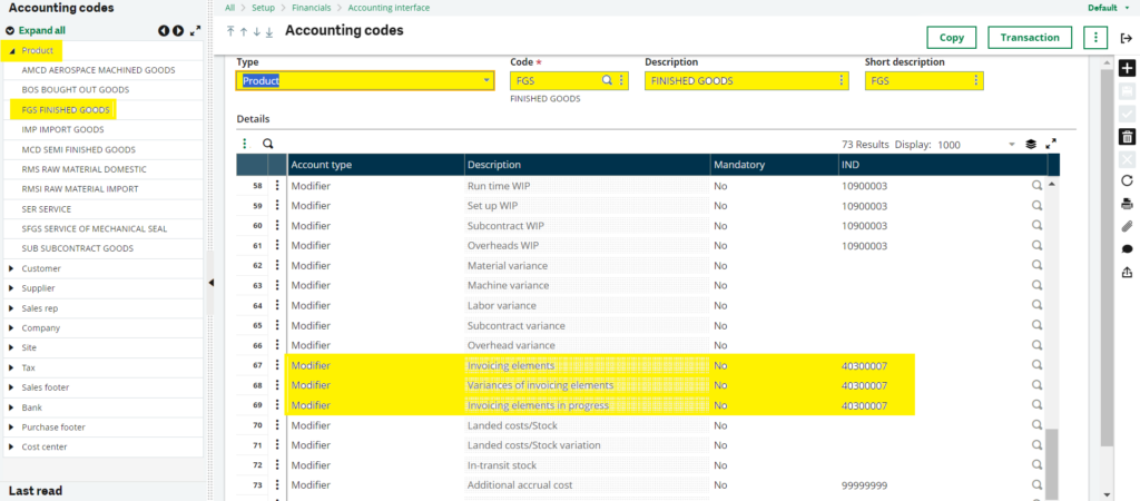 Configuration of Invoicing Elements for Sales in Sage X3