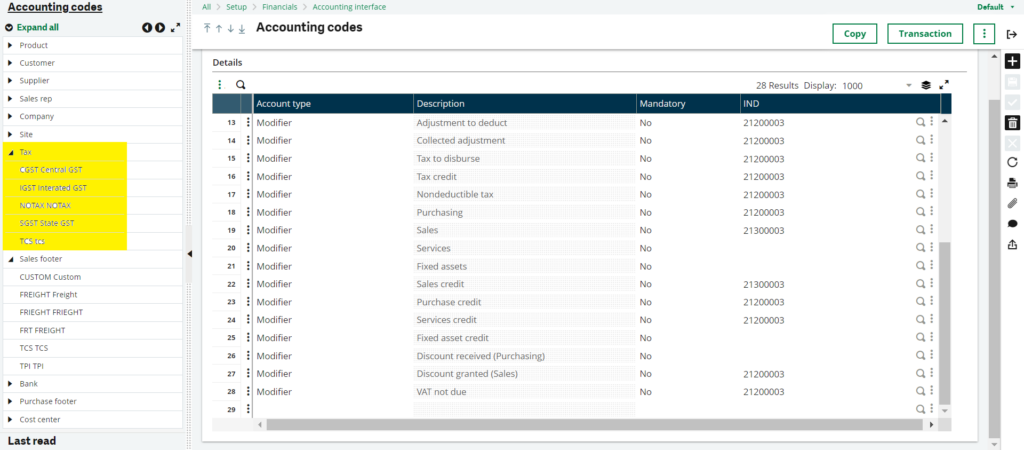 Configuration of Invoicing Elements for Sales in Sage X3