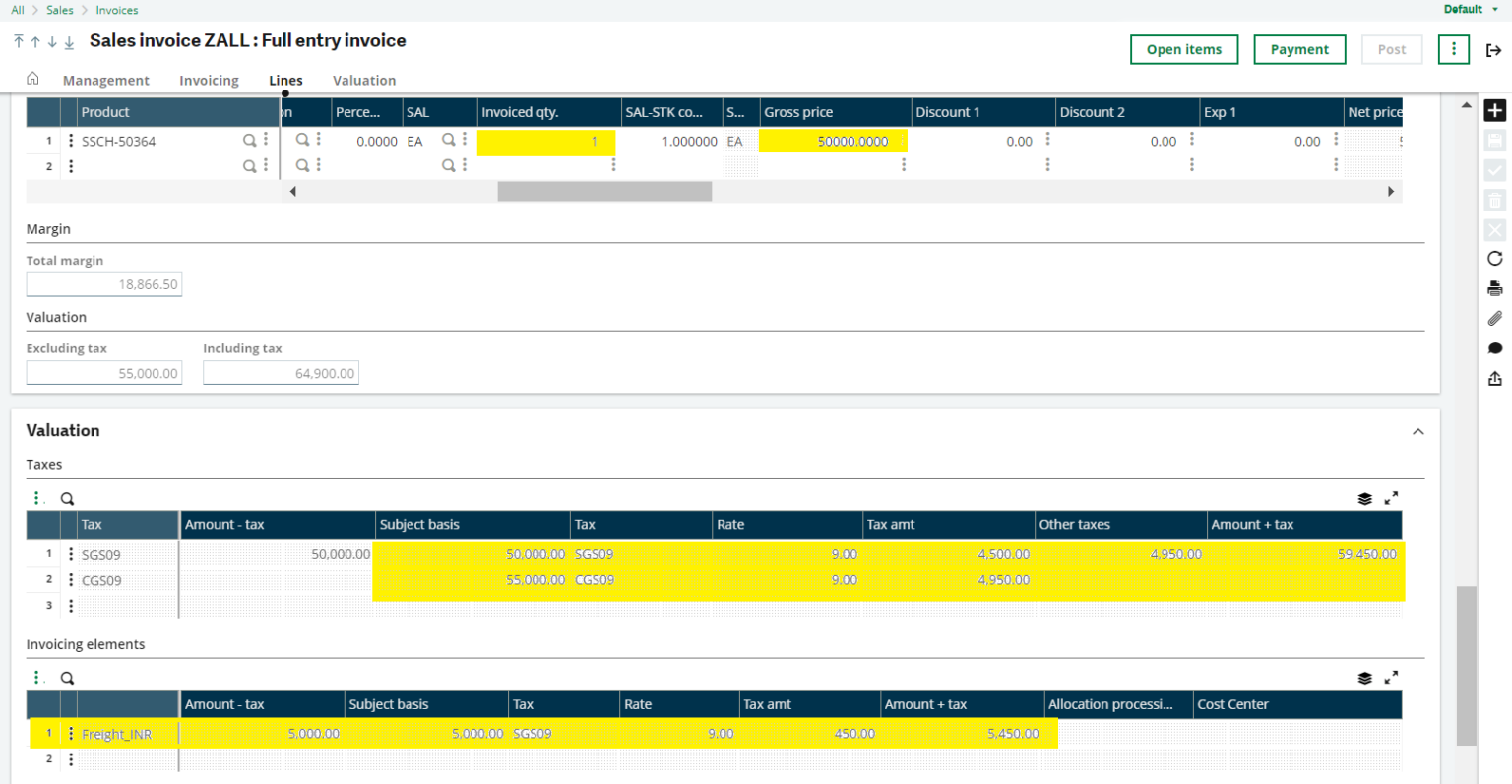 Configuration of Invoicing Elements for Sales in Sage X3