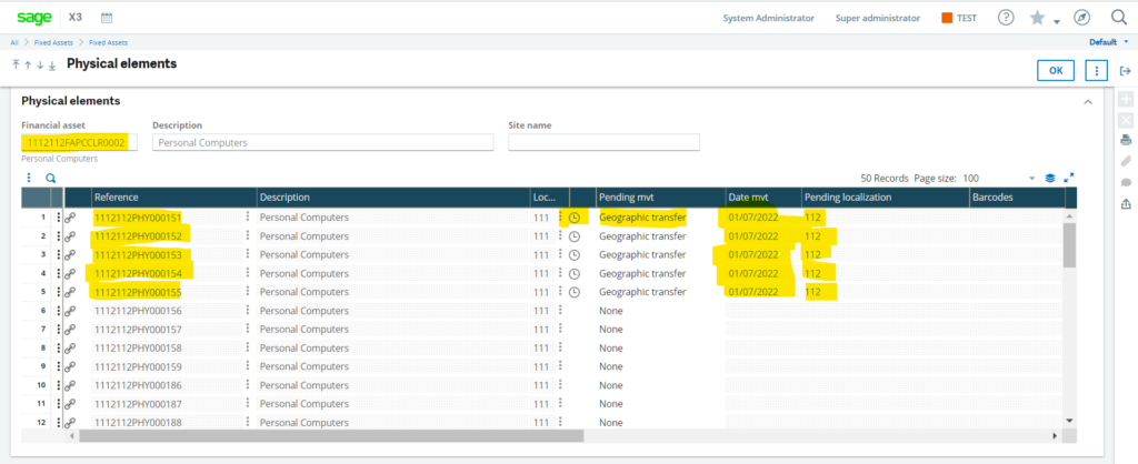 Mass Transfer of Asset in Sage X3 - Sage Software