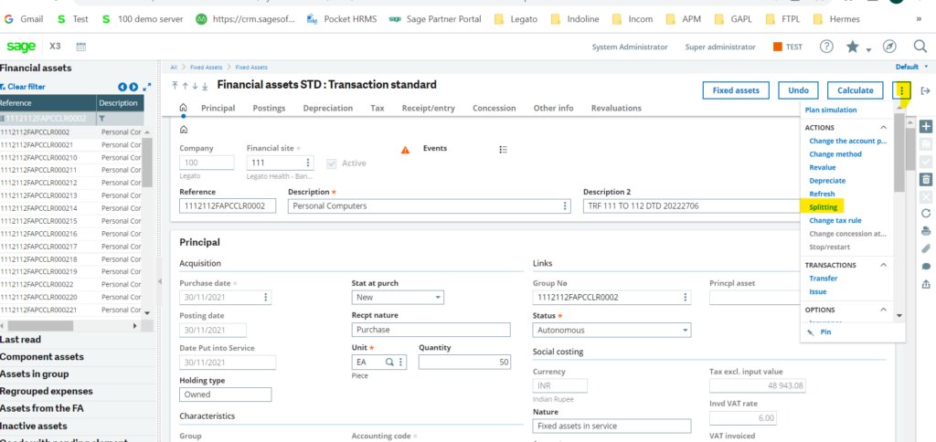Mass Transfer of Asset in Sage X3 - Sage Software