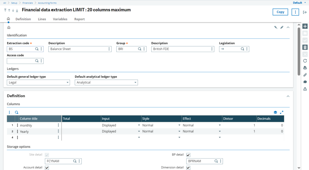 Financial Data Extraction functionality in Sage X3