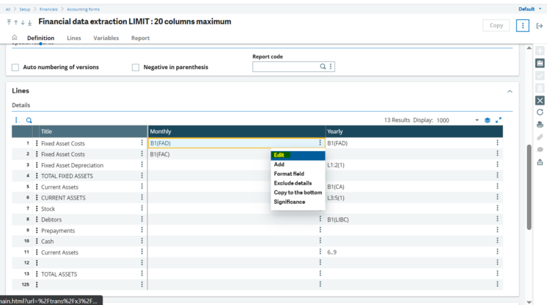 Financial Data Extraction functionality in Sage X3