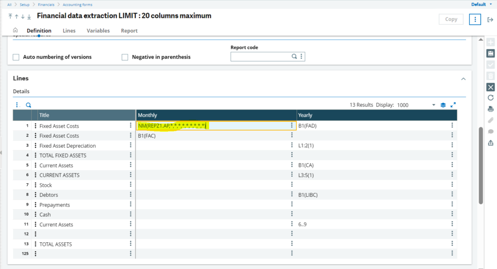 Financial Data Extraction functionality in Sage X3