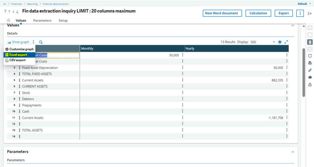 Financial Data Extraction functionality in Sage X3