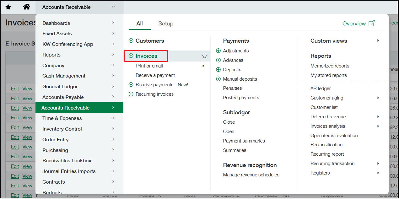 How to Create an Accounts Receivable Invoice in Sage Intacct?